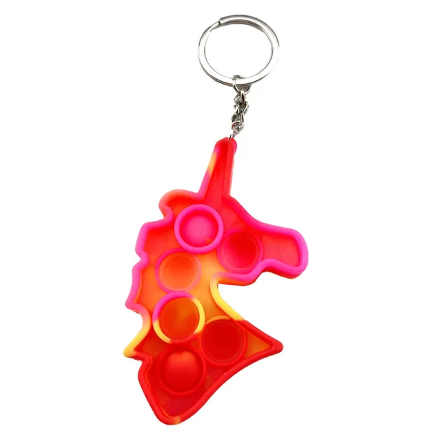 Mini Unicorn Shaped Push Popit Toy Fidget Cartoon Keychain Pop It ...