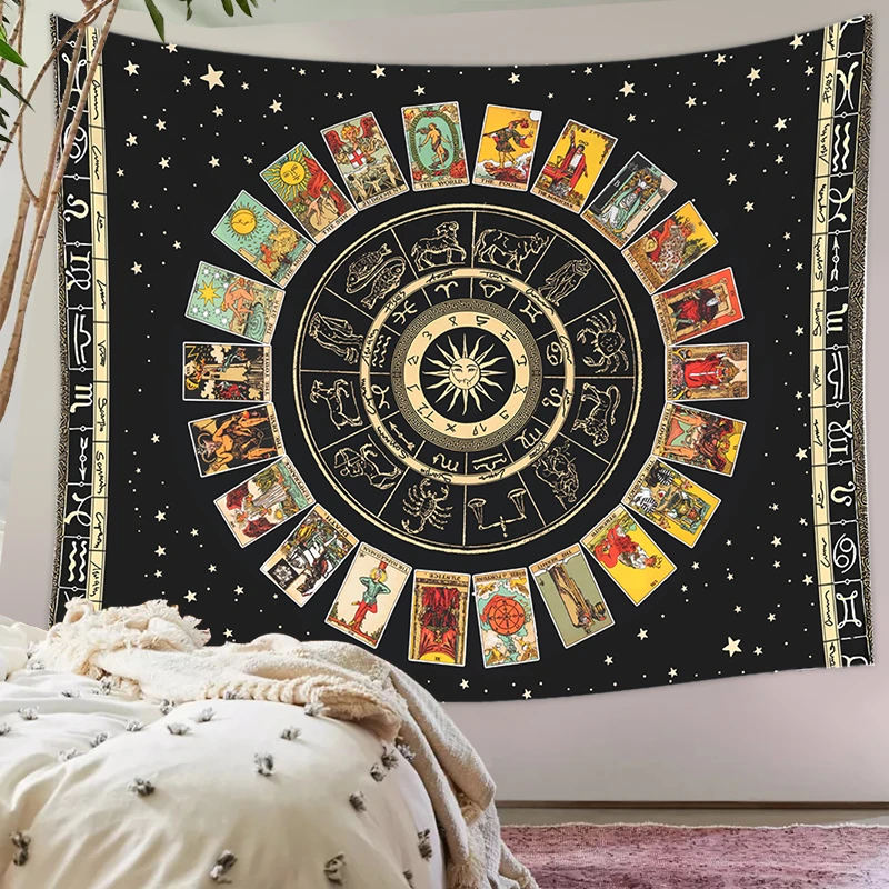 Mandala Tarot Card Tapestry Wheel of the Zodiac Astrology Chart & the ...