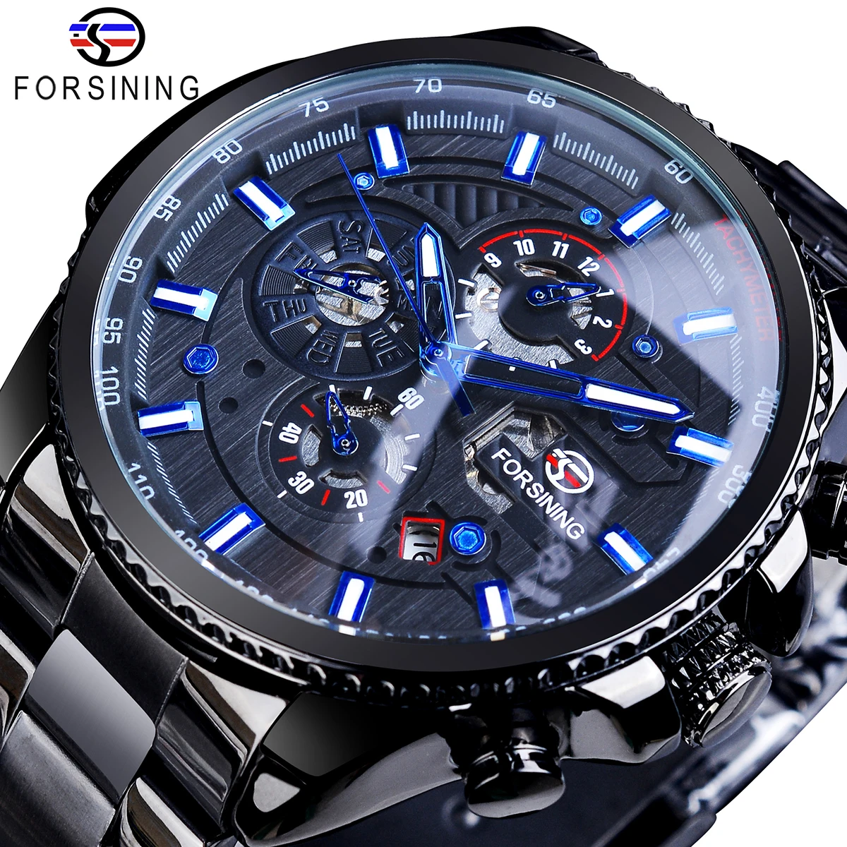 Forsining-Black-Automatic-Self-Wind-Men-Military-Wrist-Watches ...