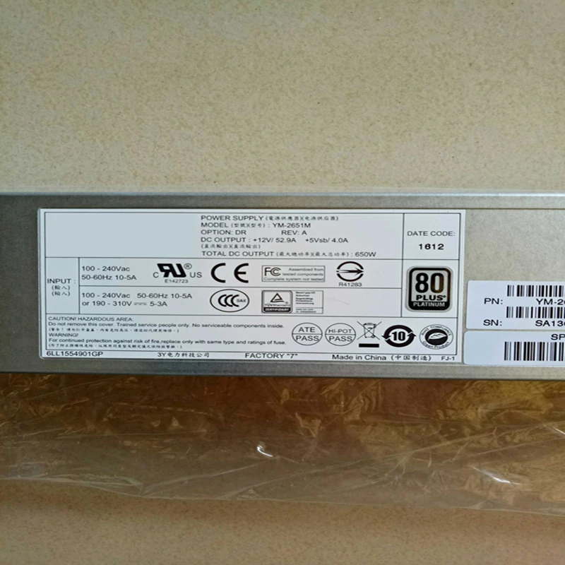 Original PSU For 3Y 650W Switching Power Supply YM-2651M ...