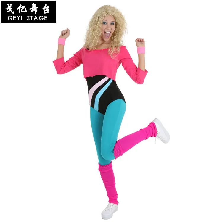 Halloween Bodybuilding Costumes 80s Retro Clothing Sport Girls Cosplay ...
