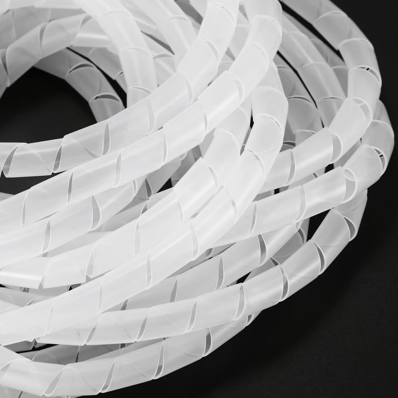 10mm x 6M Helical Hose Tape Wrapping Band Cable Zipper White Organizer ...