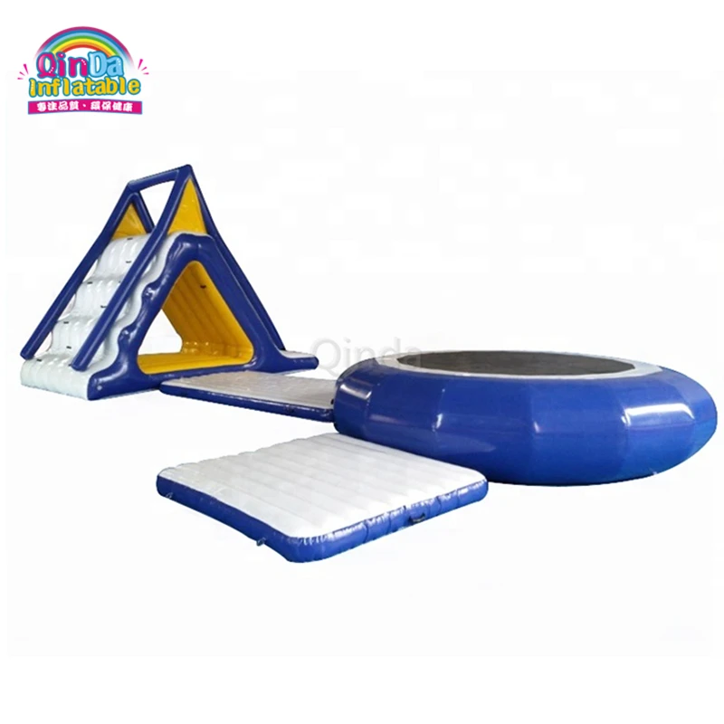 Outdoor Lake Inflatable Water Trampoline With Slide Rental For Aqua ...