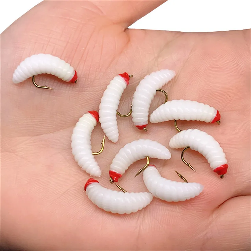5-10Pieces-Maggot-Fly-Fishing-Wet-Trout-Flies-Worm-Soft-Bait-for-Trout ...
