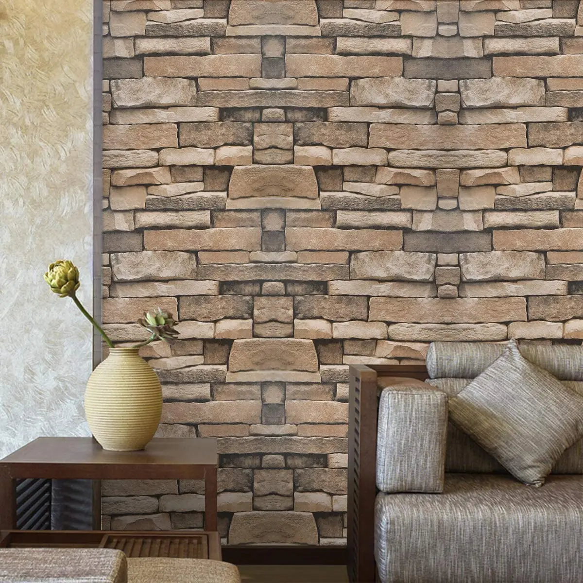 Stone Look With Wallpaper Rooms