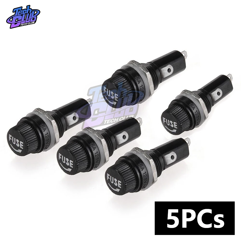5PCs 5x20mm Fuse Holders 250V 10A Black Insurance Tube Socket Fuse ...