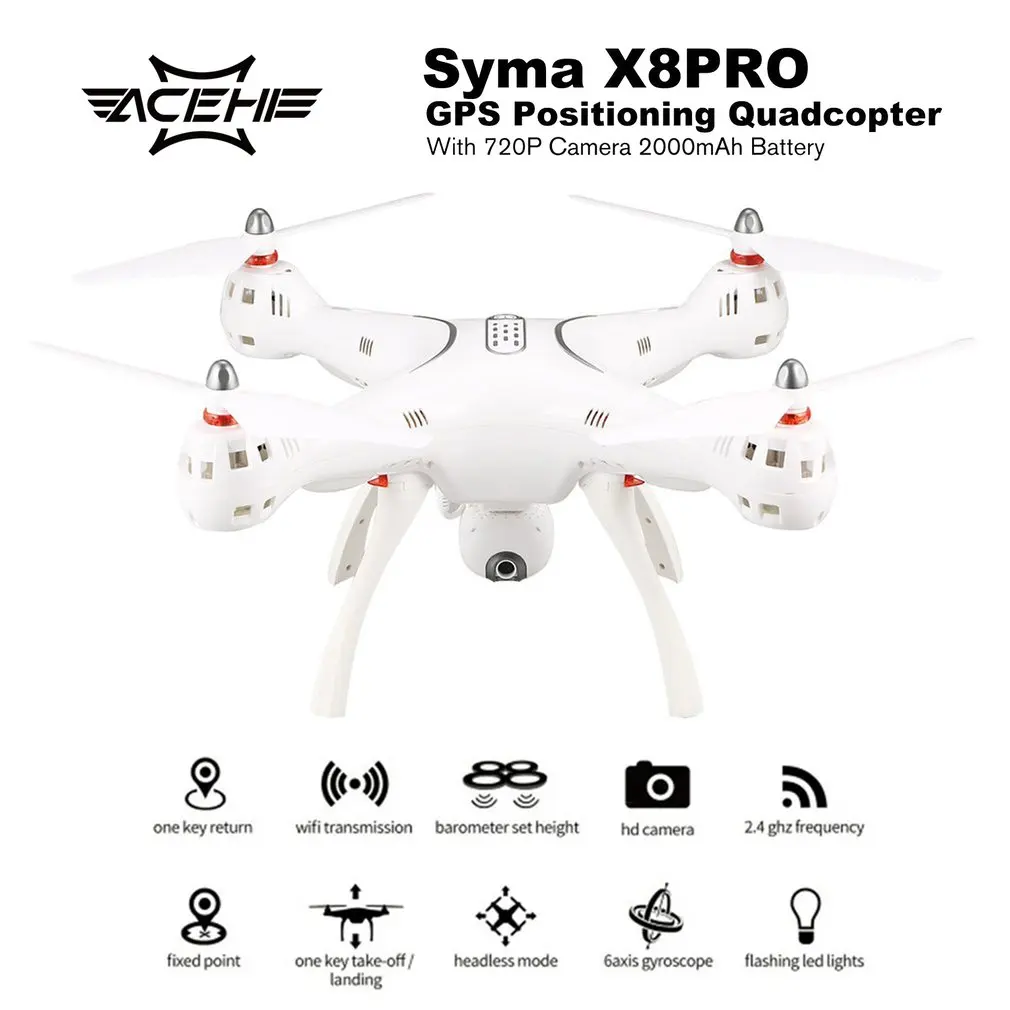 Syma X8PRO GPS 드론 와이파이 FPV, 720P HD 카메라 또는 실시간 H9R 4K 카메라 드론, 6 축 고도 유지 ...