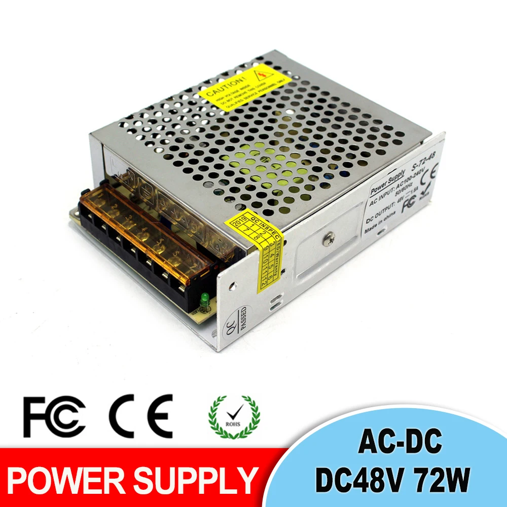 DC48V Power Supply Switching Driver AC 100 240V Input to DC48V 1.5A 72W ...