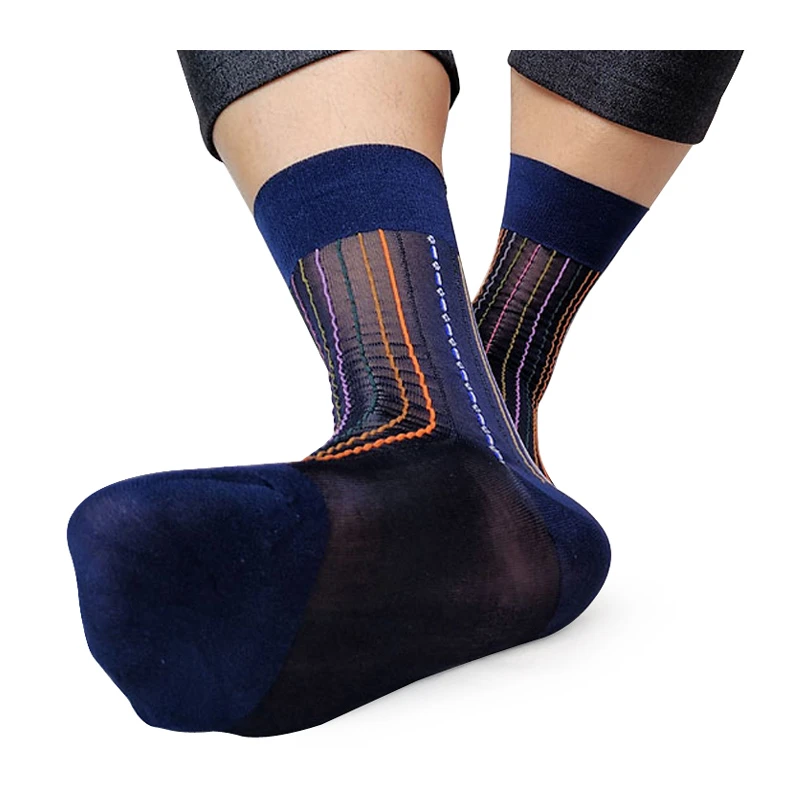Men Silk Socks New Style Colorful Striped Mens Formal Tnt Dress Suit ...