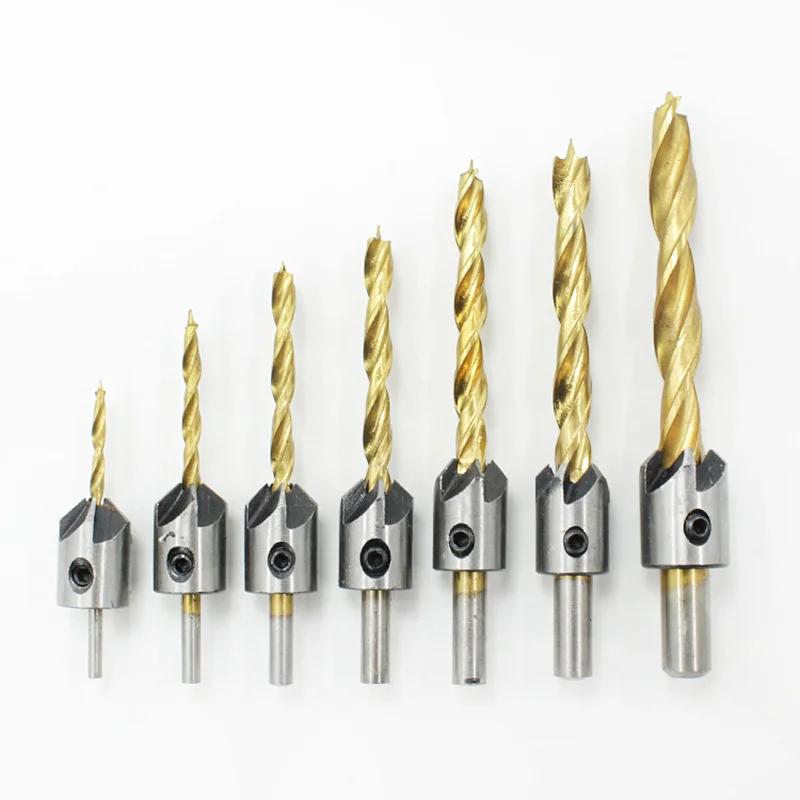 3-10mm-Titan-Beschichtung-Senker-Bohrer-Set-mit-Hex-Schl-ssel-Schraube ...