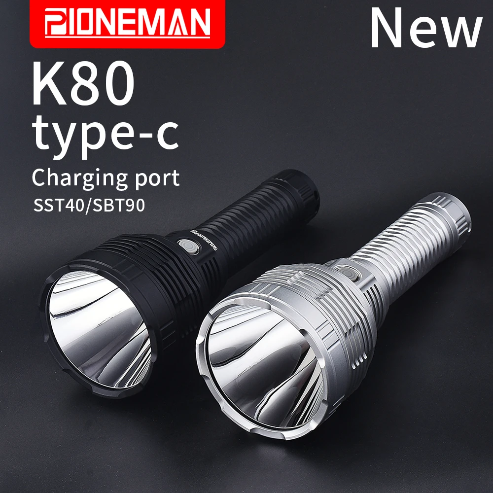 Pioneman K80 Strong flashlight 26800/26980 Battery Long shot flashlight ...
