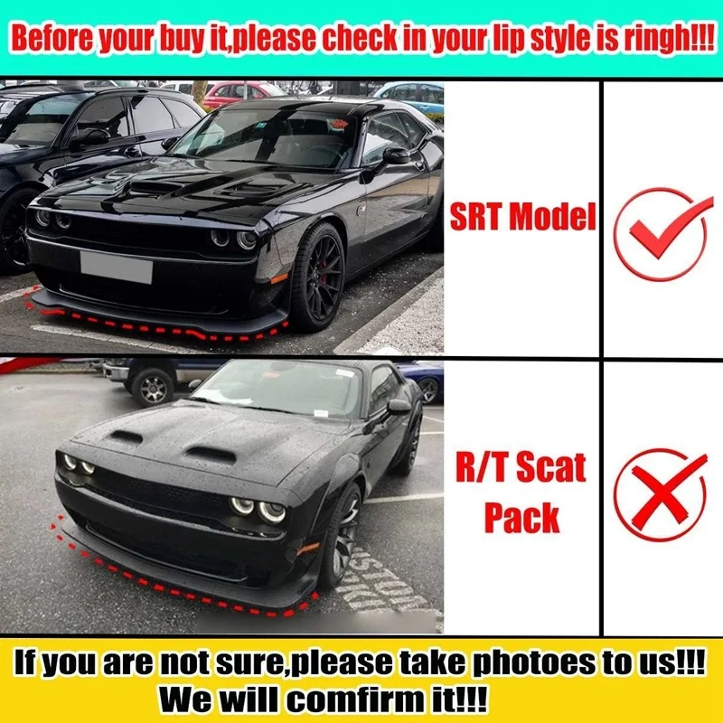 Red Front Bumper Lip Splitter Protector Replacement for Dodge ...