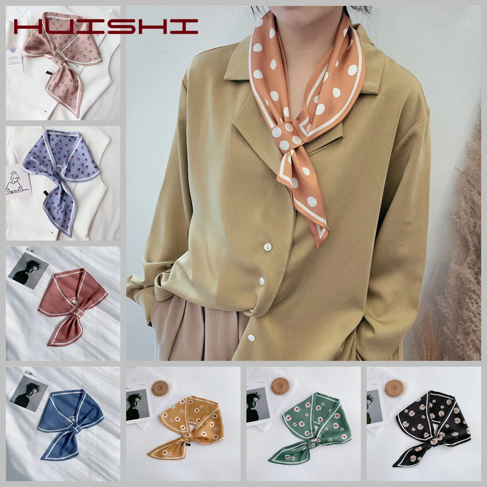 HUISHI scarfs Women Long Skinny Small Ear Scarf Knot Free Hair Ribbons ...