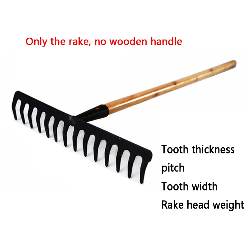 Realmote 14-tooth Rake Hay Deciduous Rake Pine Soil Rake Garden ...