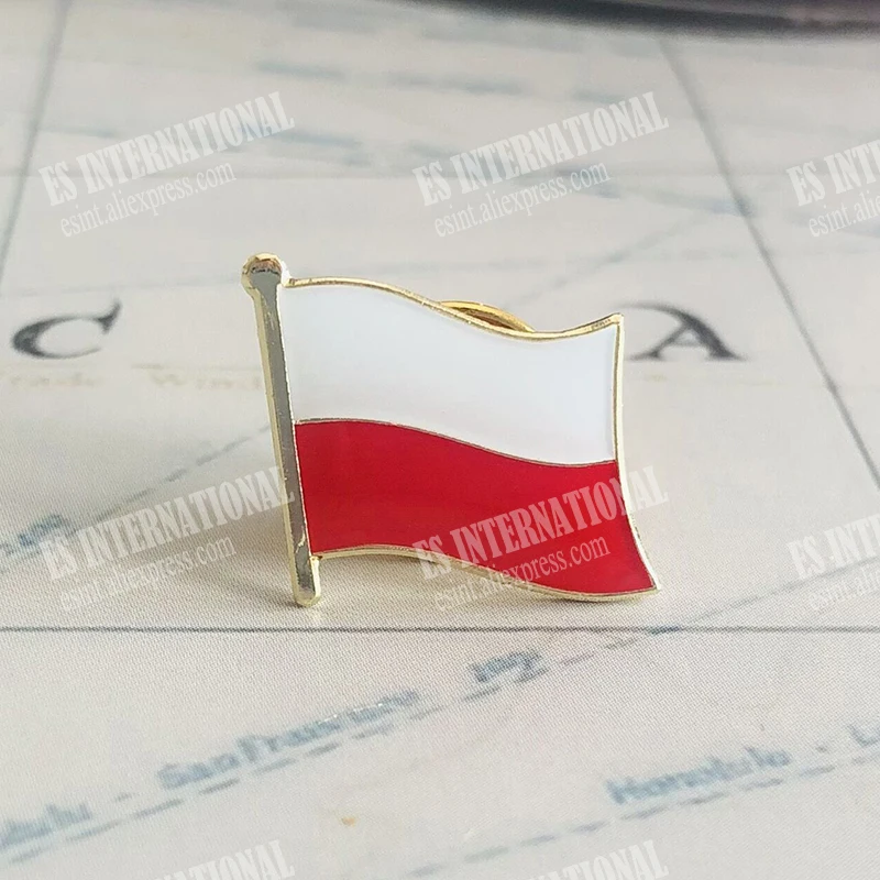 Poland National Flag Lapel Pins Crystal Epoxy Metal Enamel Badge Paint ...