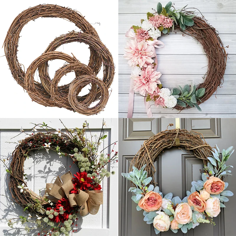 Door Hanging Wreath Rattan/bamboo/metal Wreath Diy Christmas Wreath ...