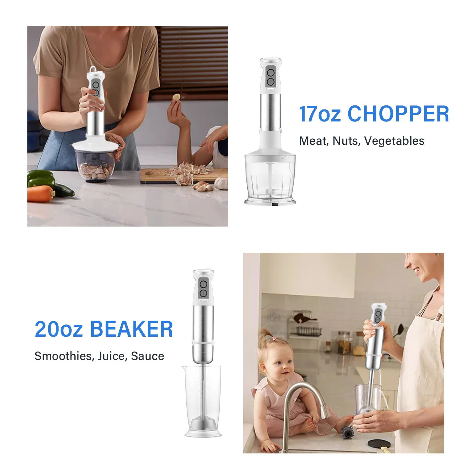 INKBIRD Kitchen Immersion Hand Blender 6-Speed 4-in-1 Stick Blender ...