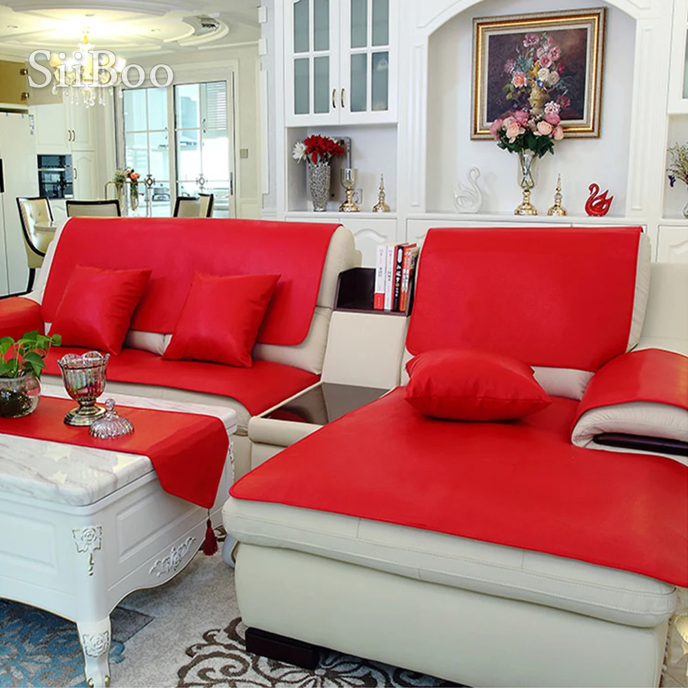 European Style Red Vintage Pu Leather Sofa Cover Waterproof Disposable European Style Red Vintage Pu Leather Sofa Cover Waterproof Disposable