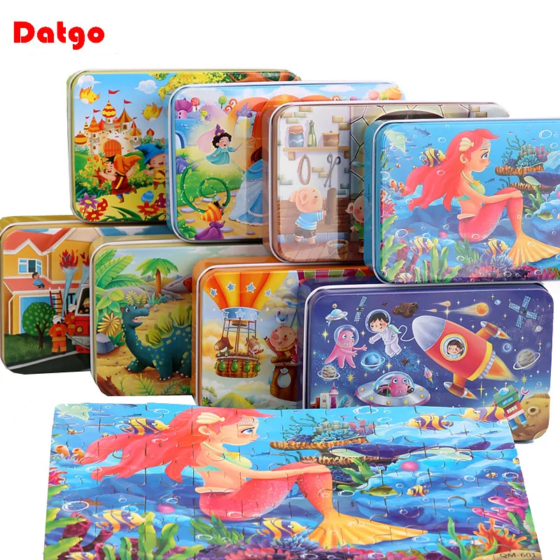 New-Children-60-Pieces-Wooden-Puzzle-Kids-Cartoon-Animal-Vehicle-Wood ...