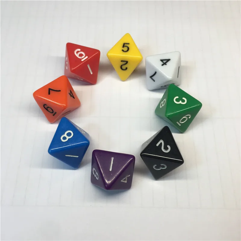 Dados digitales D8 de 8 lados con número 1, 2, 3, 4, 5, 6, 7 y 8 para ...