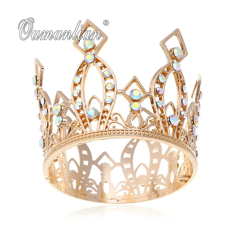 New-small-metal-Girls-golden-Tiara-Crystal-Flower-Crown-Tiaras-Party ...
