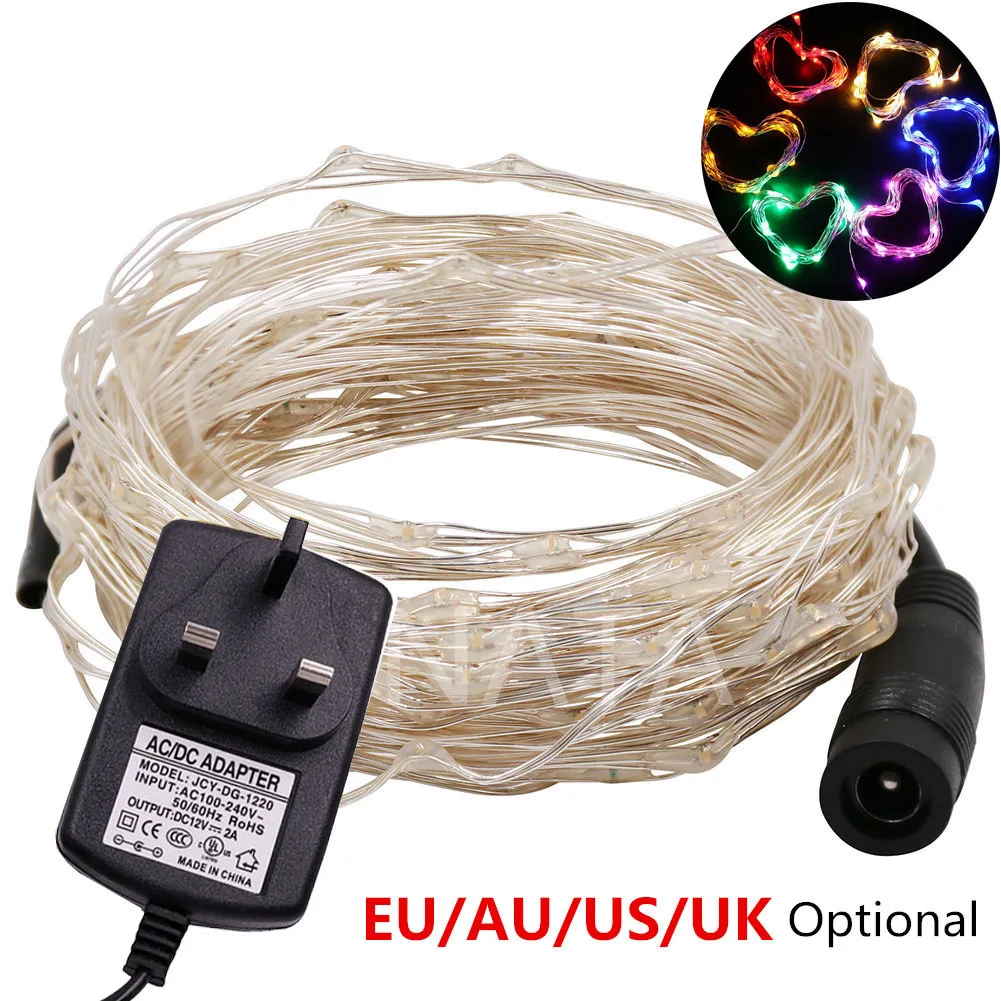 DC12V Micro Rice Wire Silver Fairy String Lights Xmas Garland Light ...