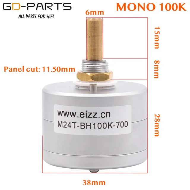 EIZZ Mono 10K 25K 50K 100K 250K 24 Steps Volume Potentiometer LOG ...