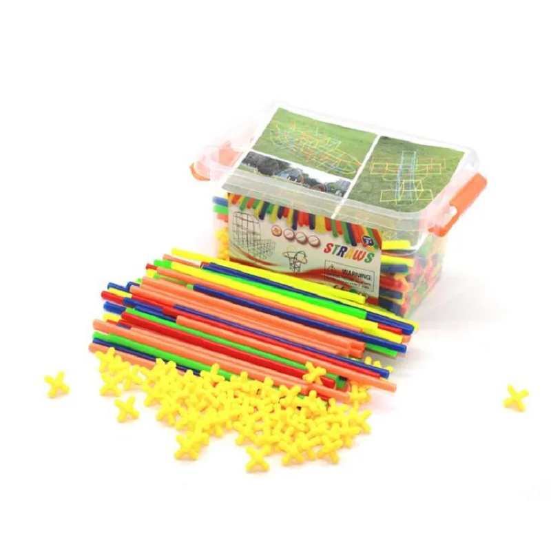 4D DIY Straw Building Blocks Plastic Stitching Inserted Construction ...