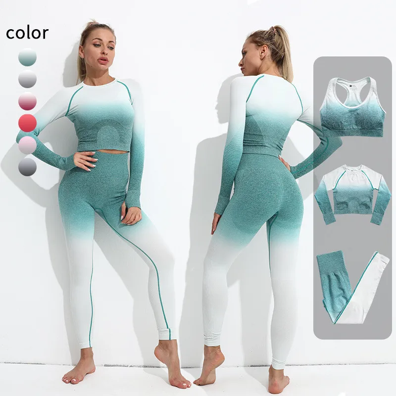 Seamless Yoga Set Women Ombre | Clothes Woman Sport Set Color - 2/3pcs ...