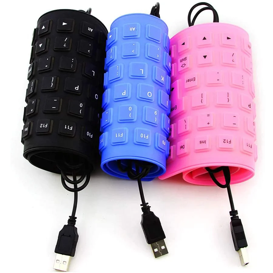 Foldable-Silicone-Keyboard-USB-Wired-85-Keys-Waterproof-Rollup-Silent ...