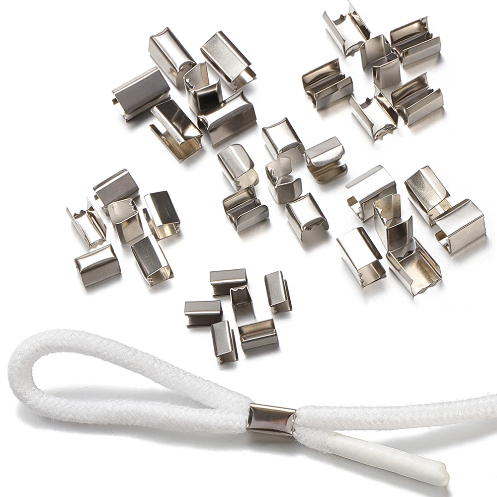 100pcs-6x10mm-Metal-Square-Fastener-Crimping-Cord-String-Rope-Fold-Over ...