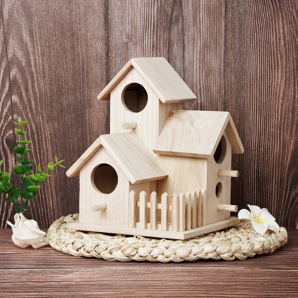 Wooden-Bird-Nest-House-Box-Wall-mounted-Outdoor-Birdhouse-Bird-Rest-Bed ...