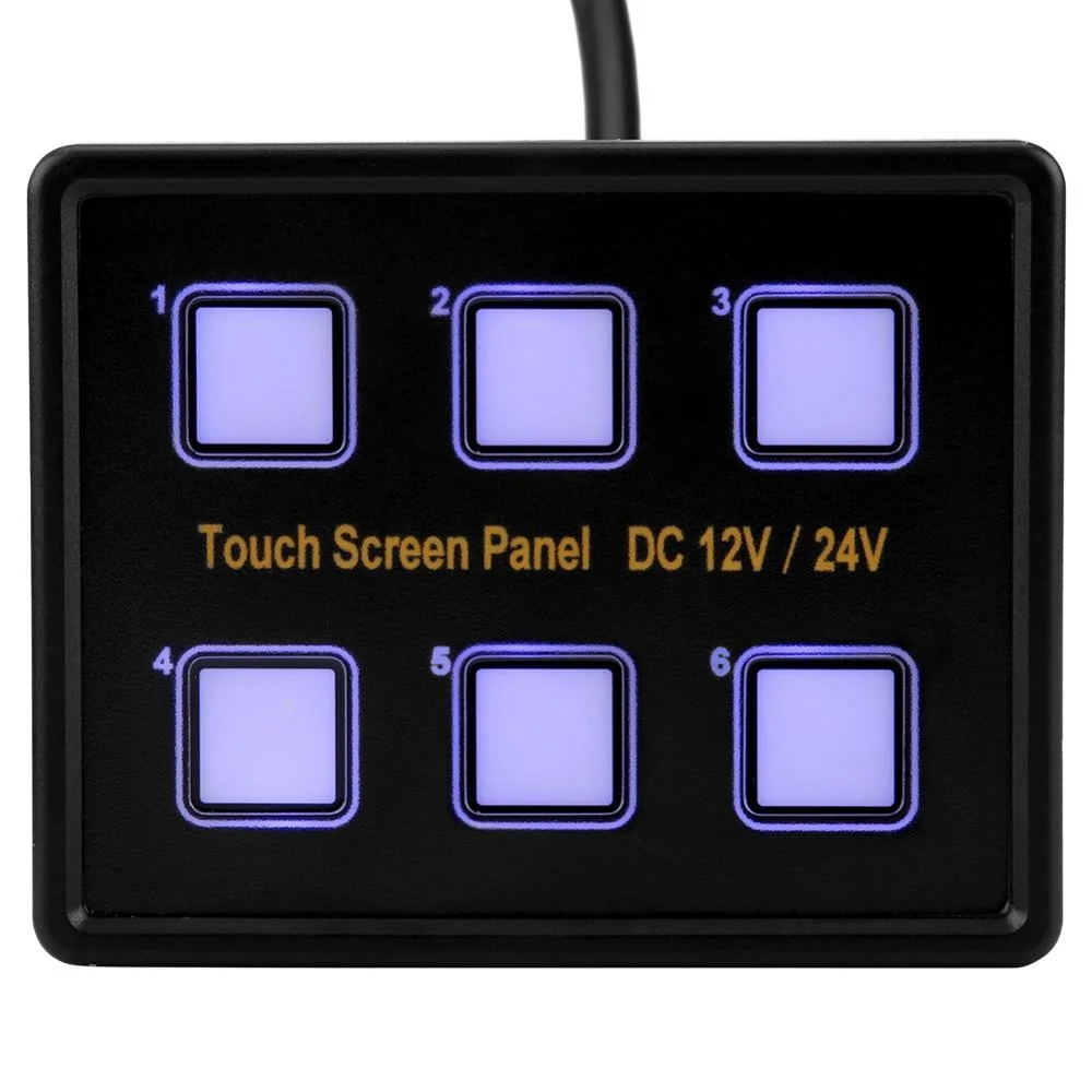 1 Set 12V / 24V 6 Gang Switch Panel Touch Screen Control Panel Box LED ...