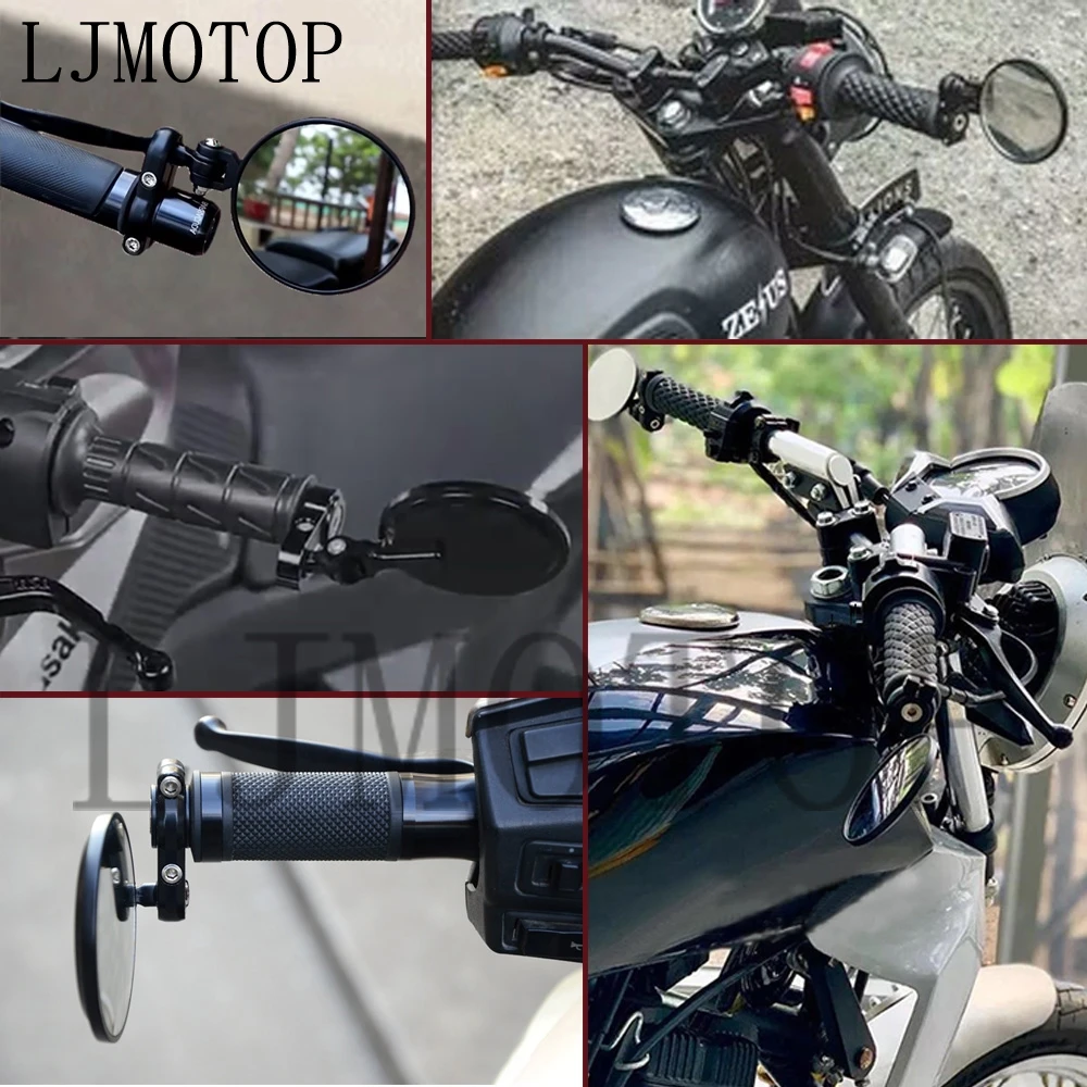 Universal Motorcycle Mirrors 3 Inch Round Folding Bar End Side Mirror ...