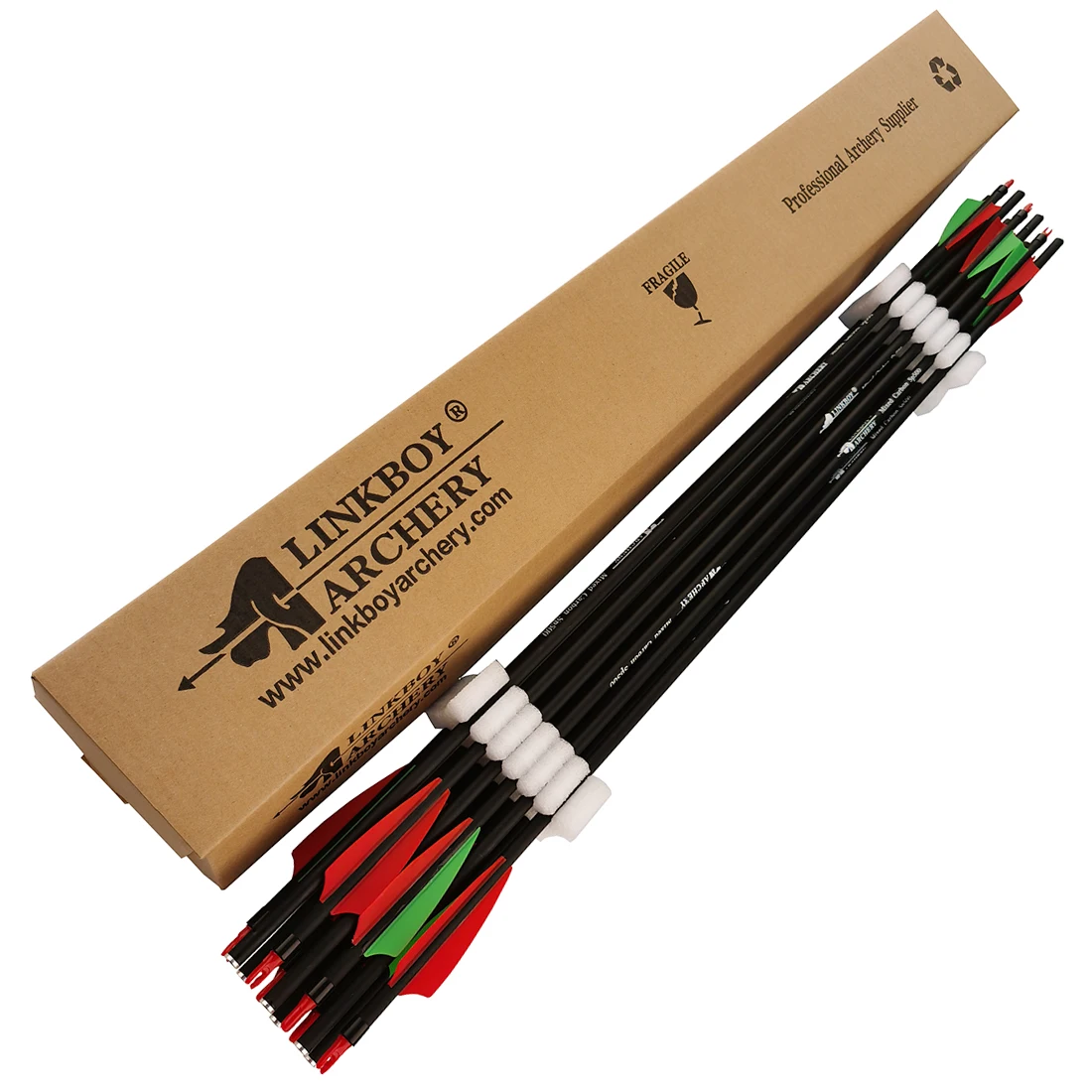 12pcs Linkboy Archery Carbon Arrows Spine500 Plastic 3inch Vanes Nocks ...