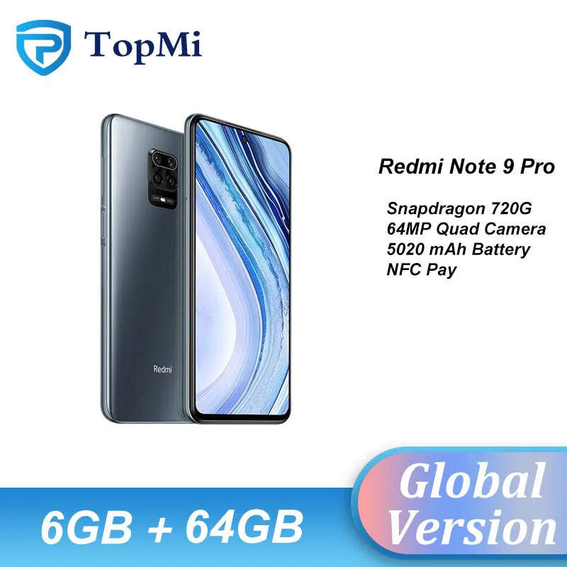 Versão global xiaomi redmi nota 9 pro smartphone 6gb ram 64gb rom snapdragon 720g quad câmera 6. ...