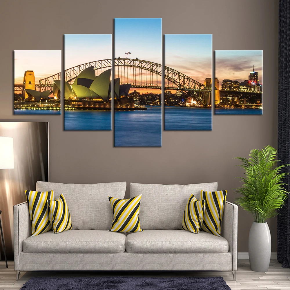 Wand-Poster-Und-Drucke-5-St-ck-Sydney-Opera-House-Wand-Kunst-Leinwand ...