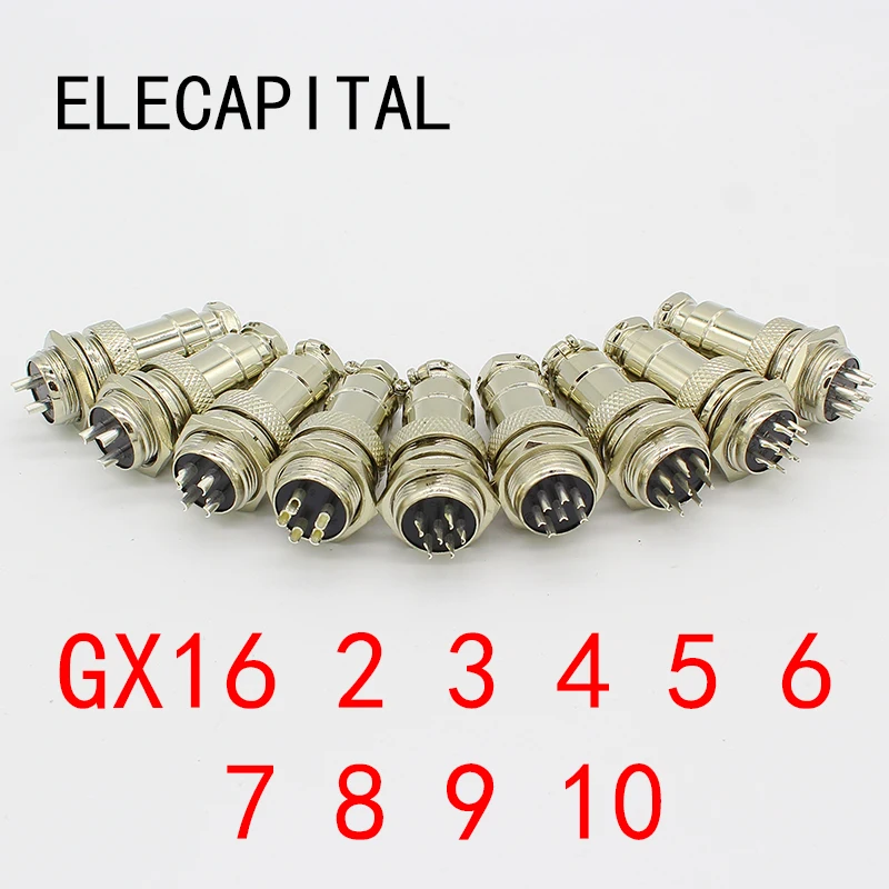 1set GX16-2/3/4/5/6/7/8/9 Pin Male & Female Diameter 16mm Wire Panel ...