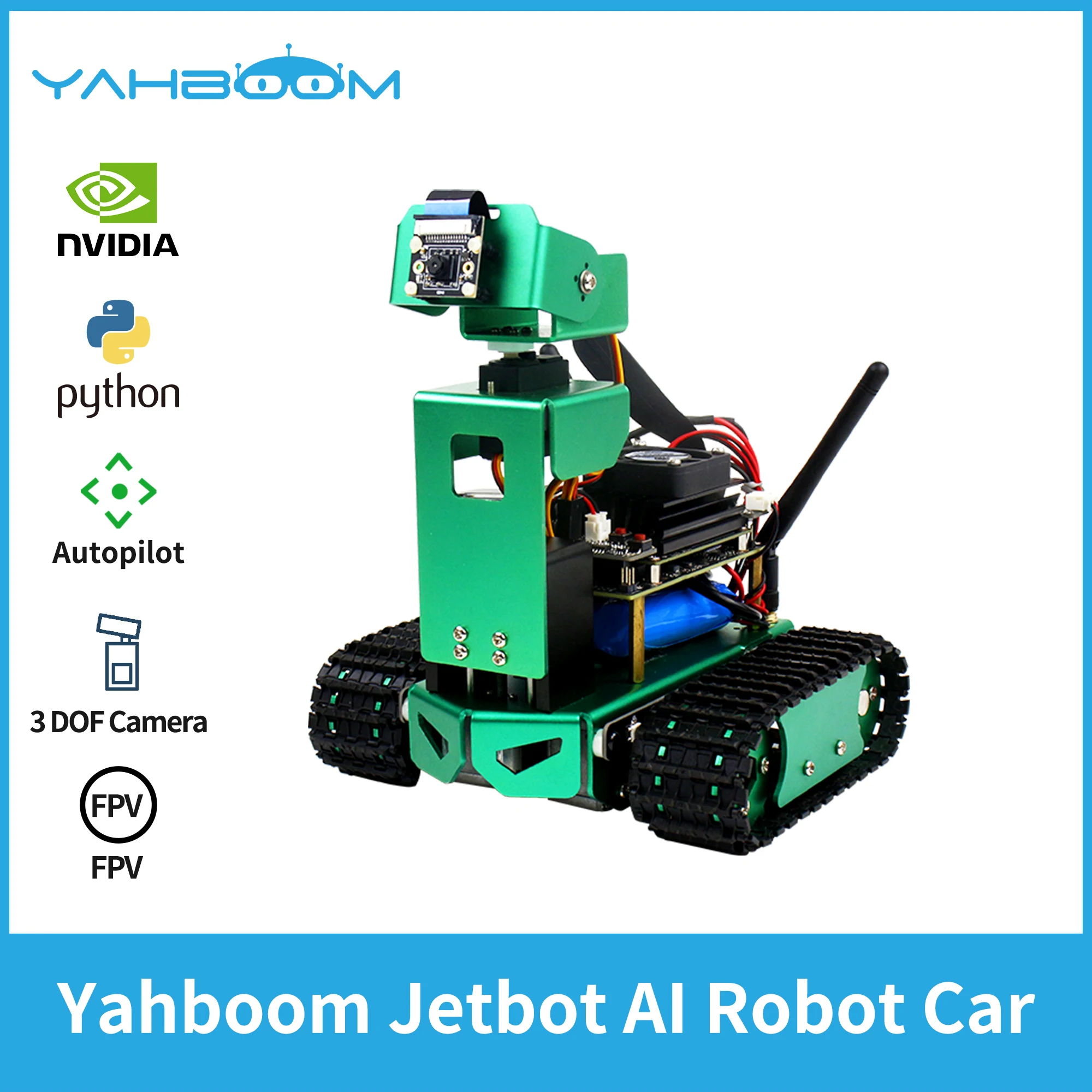 Yahboom 인공 지능 코딩 Jetbot 비주얼 탱크 로봇 자동차 키트, 파이썬 프로그래밍 Jetson NANO 4GB 자동 ...