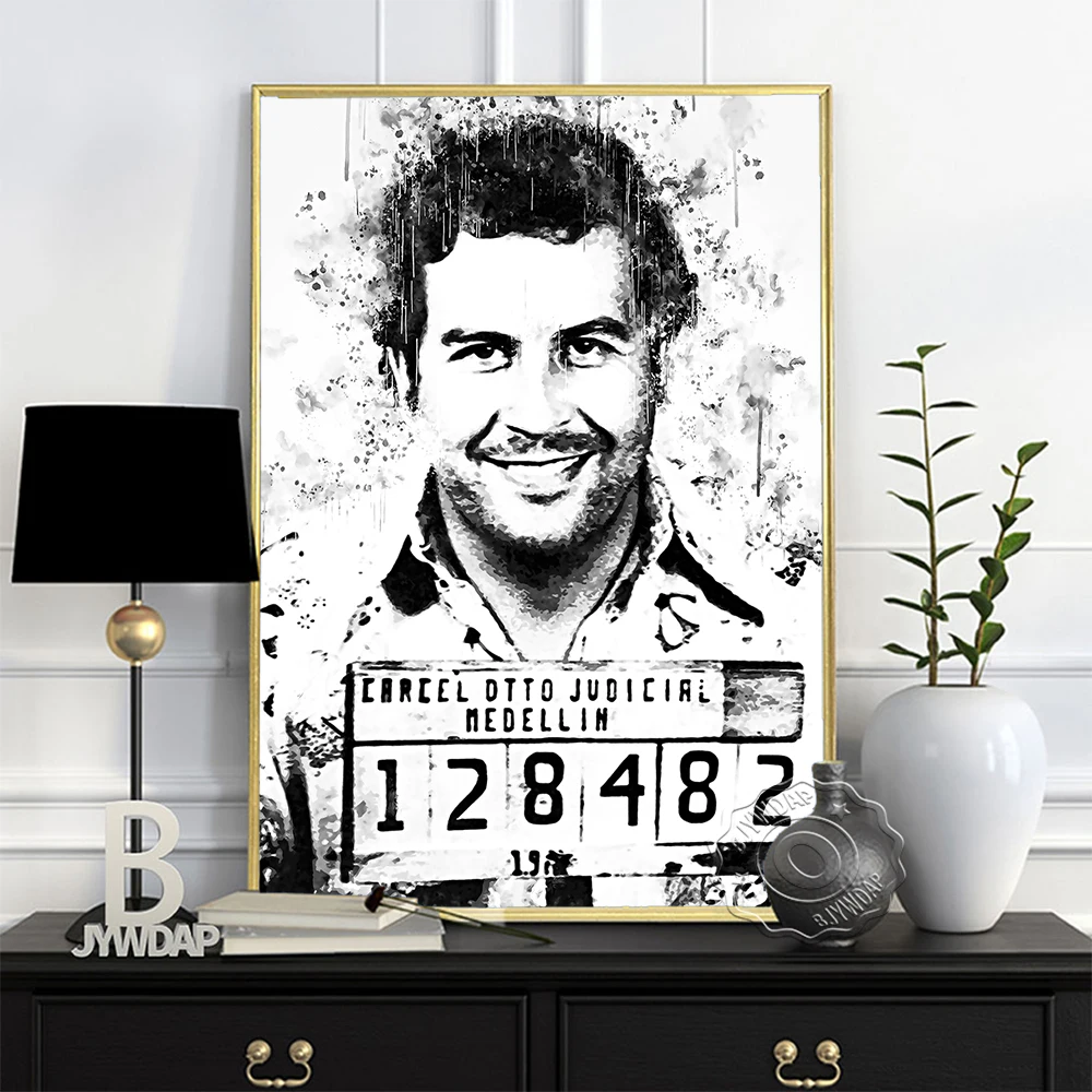 Pablo-Escobar-Black-White-Sketch-Poster-Pablo-Watercolor-Figure-Sketch ...