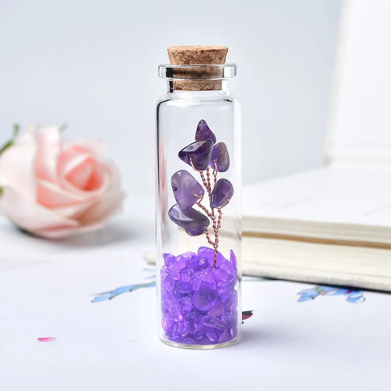 Natural-Crystal-Glass-Wishing-Bottle-Lucky-Tree-Healing-Stone-Natural ...