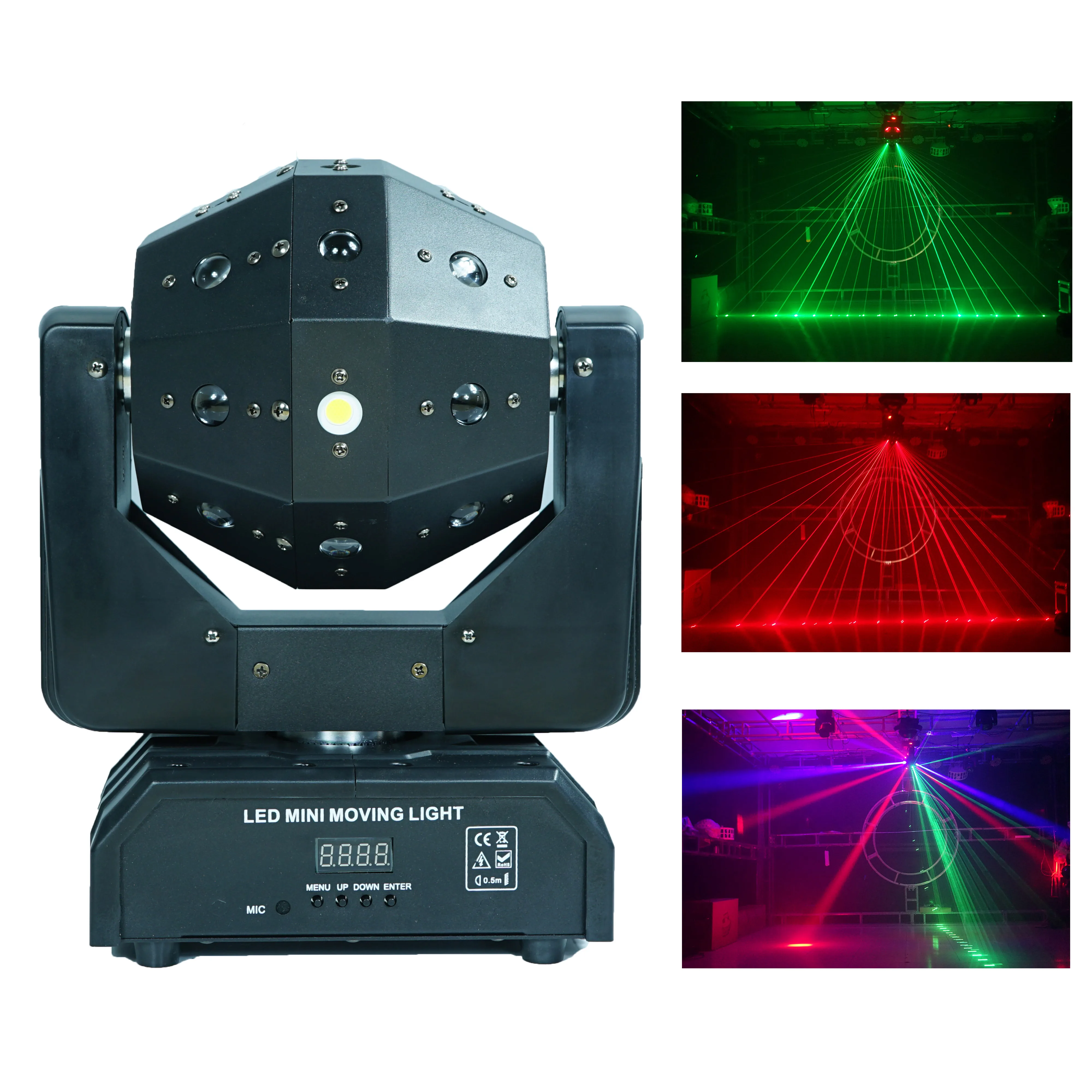 YaYao LED Mini Moving Head Ball Laser Beam Strobe 3 in1 Football Roller ...