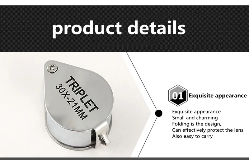 LUNETTE LOUPE,10X--Loupe Portable pliante en métal, loupe de poche pour bijoux, loupe pliante ...