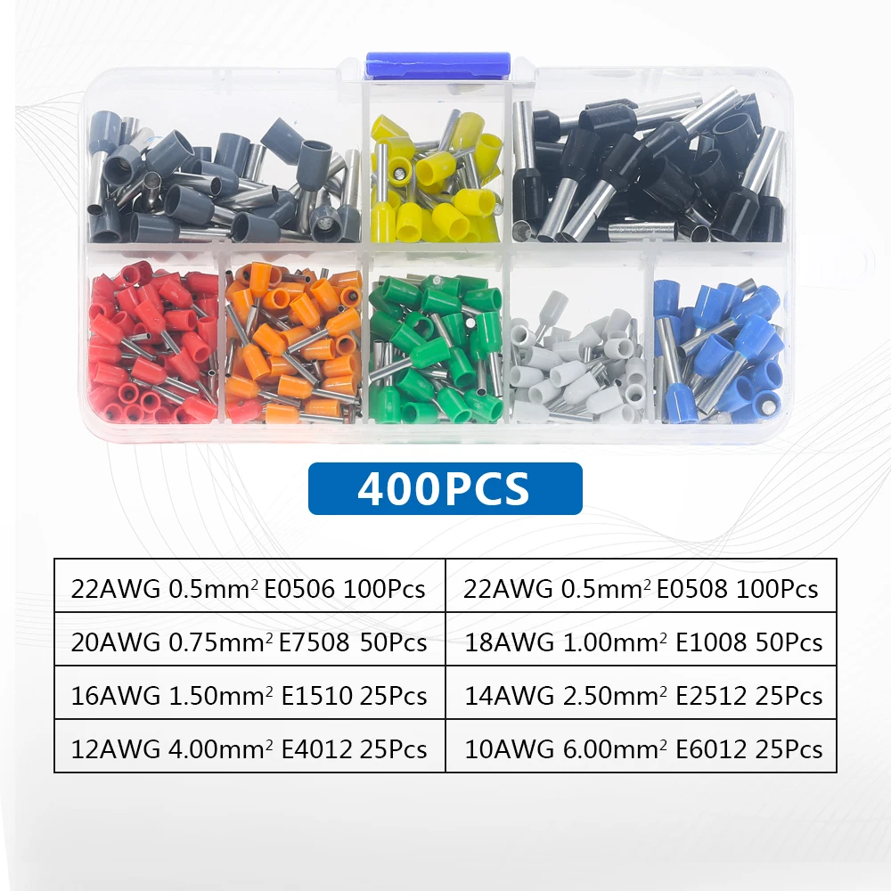 Hsc8 6-6 1200pcs Kit d'outils de sertissage de virole avec bornes de fil isolées pince à sertir ...