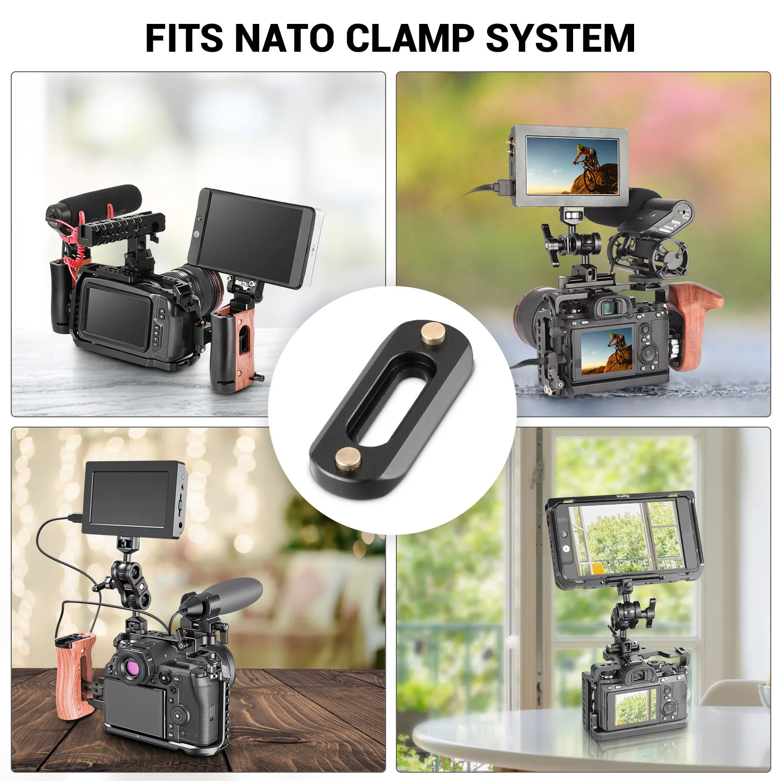 Small Rig Monitor Mount NEEWER 2 Pack Mini NATO Rail Set, 2.4\"/60mm ...