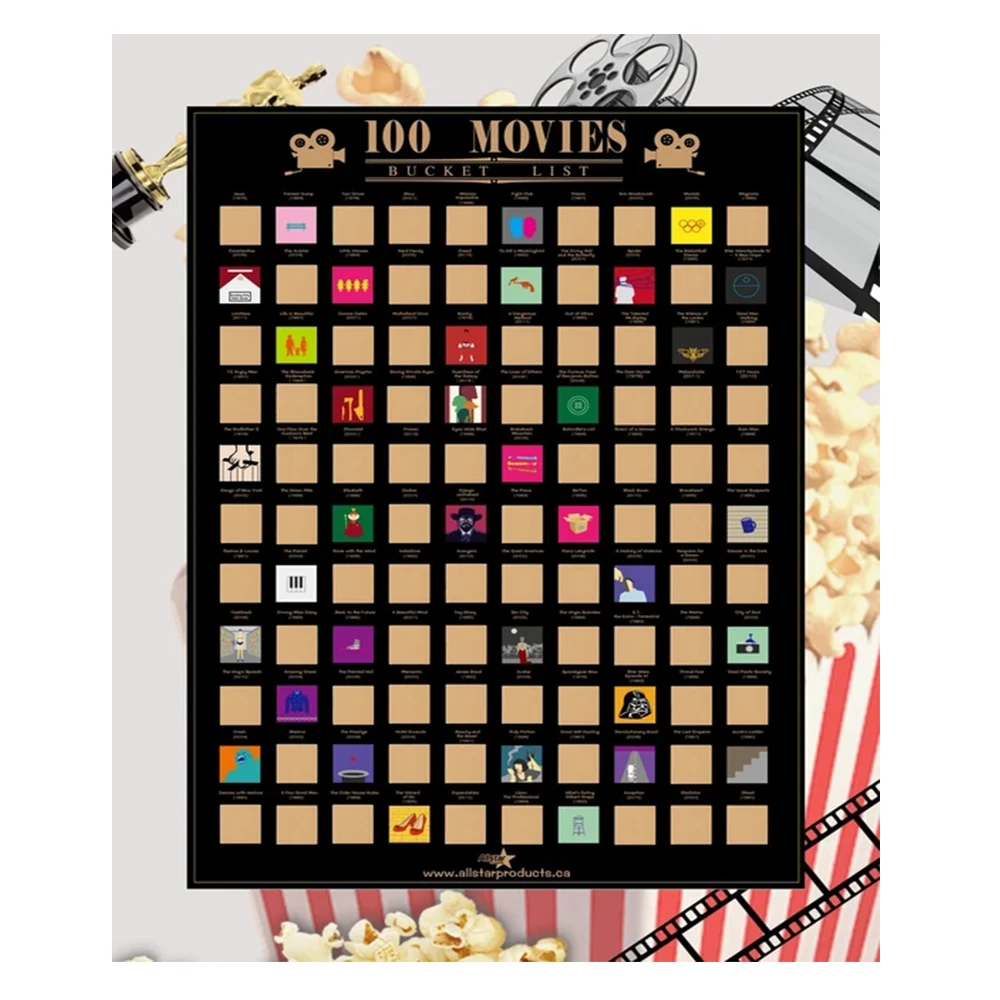 100-Movies-Scratch-Off-Poster-Bucket-List-Poster-Quality-Easy-Off-Gold ...