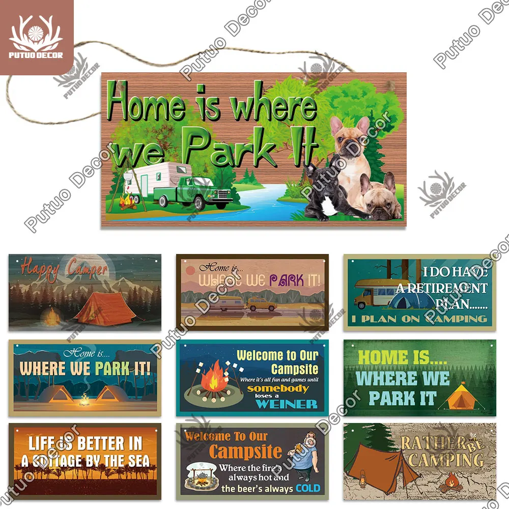 Putuo Decor Camping Park Signs Wooden Plaques Signs Decorative Plaques ...
