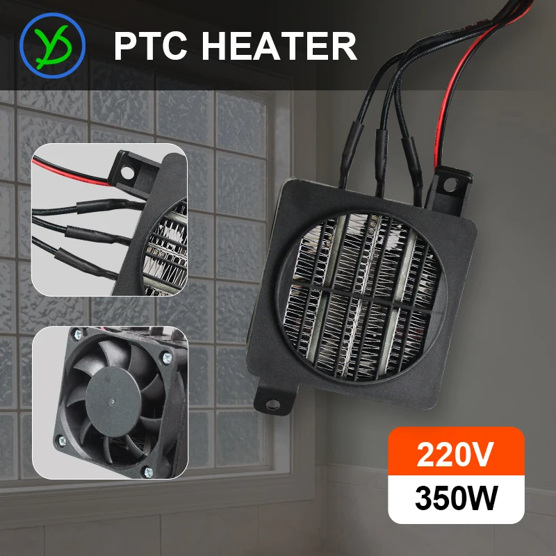 350W 220V Heater 24V/DC Fan Thermostatic Electric Heater PTC fan heater ...