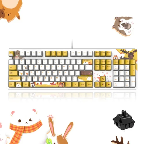 Ajazz Furry Ergonomic USB Wired Mechanical Keyboard ,Custom PBT Sub ...