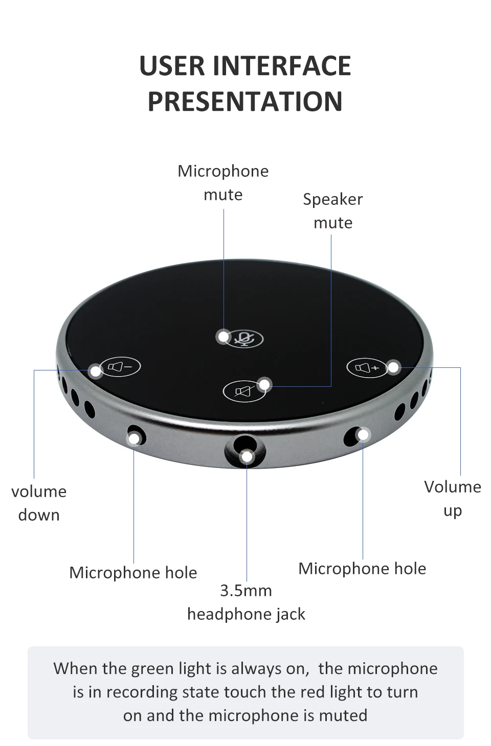 Le noir Microphone de conférence filaire, haut-parleur de conférence ...
